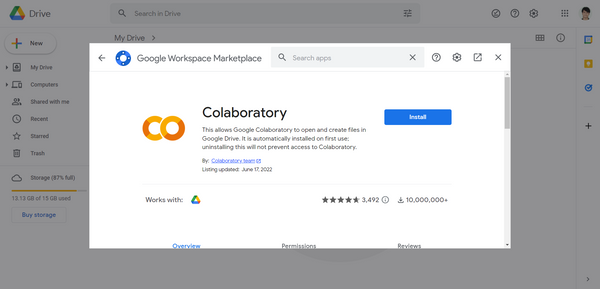 How to Install and Use a Google Colab in the Google Drive?